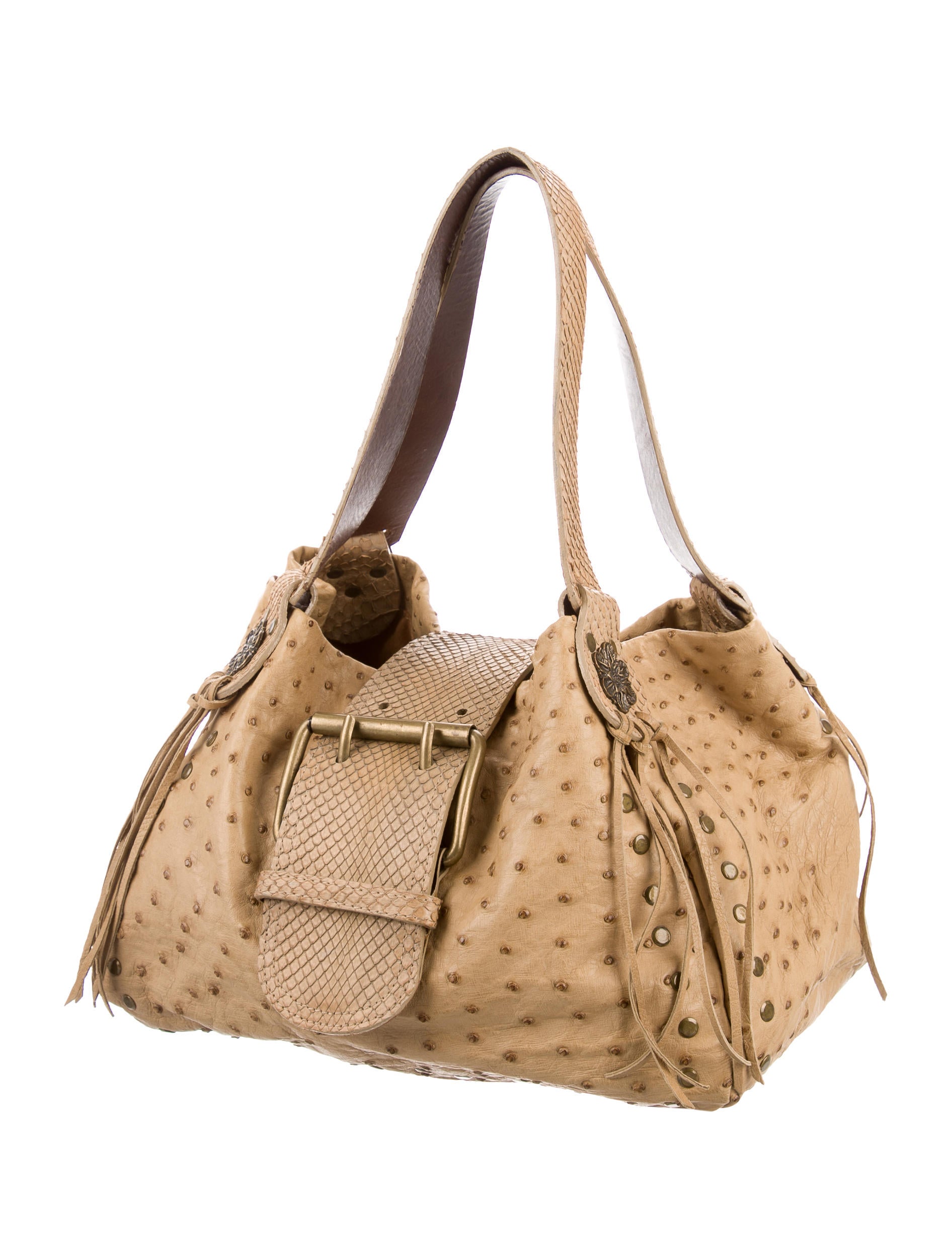 Carlos Falchi Ostrich Shoulder Bag - Handbags - CAF21177 | The RealReal